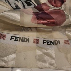 Fendi | Accessories | Vintage Fendi Logo Silk Scarfwrap With Oversized ...